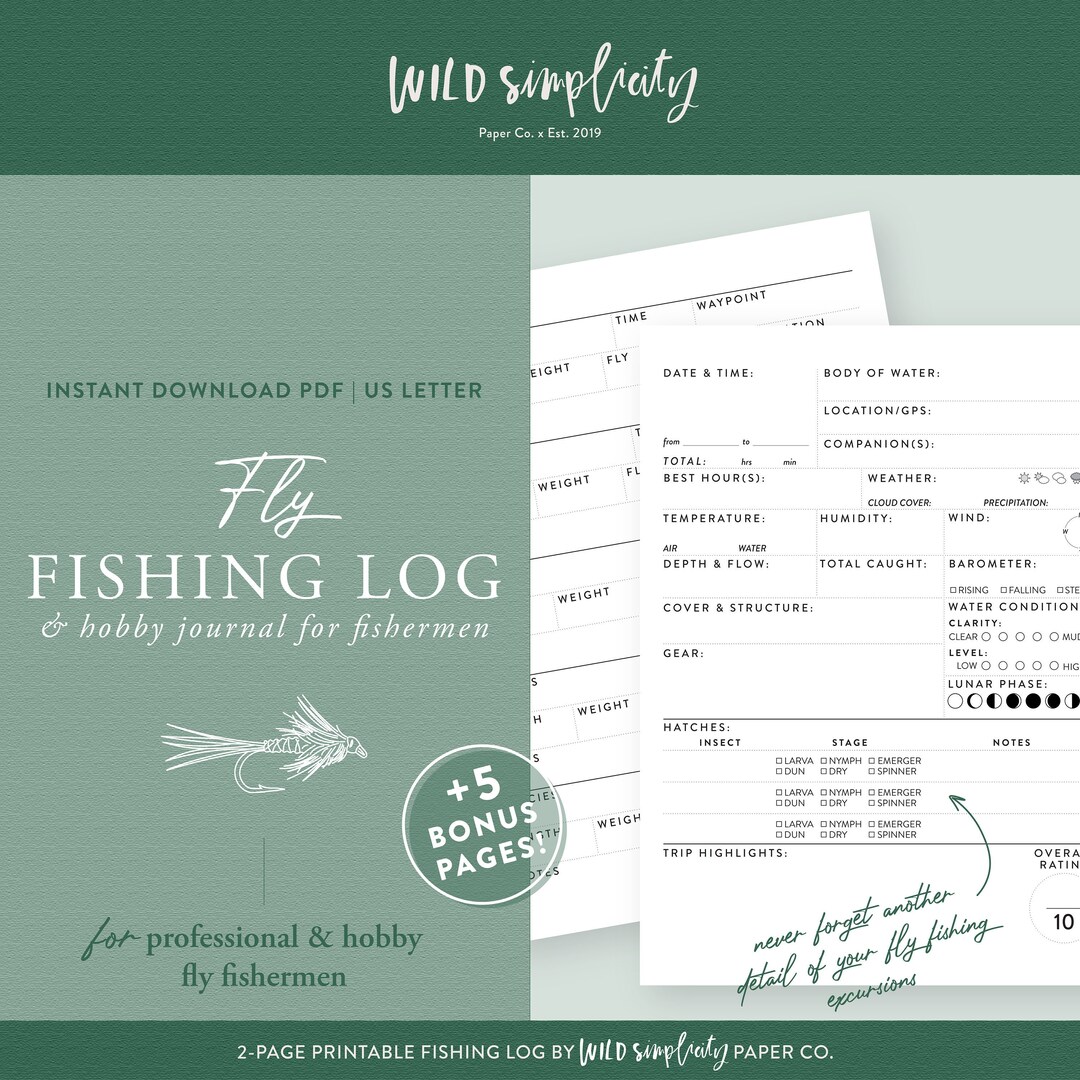 Fly Fishing Log | Printable PDF | Outdoor Adventure Journal & Bucket ...