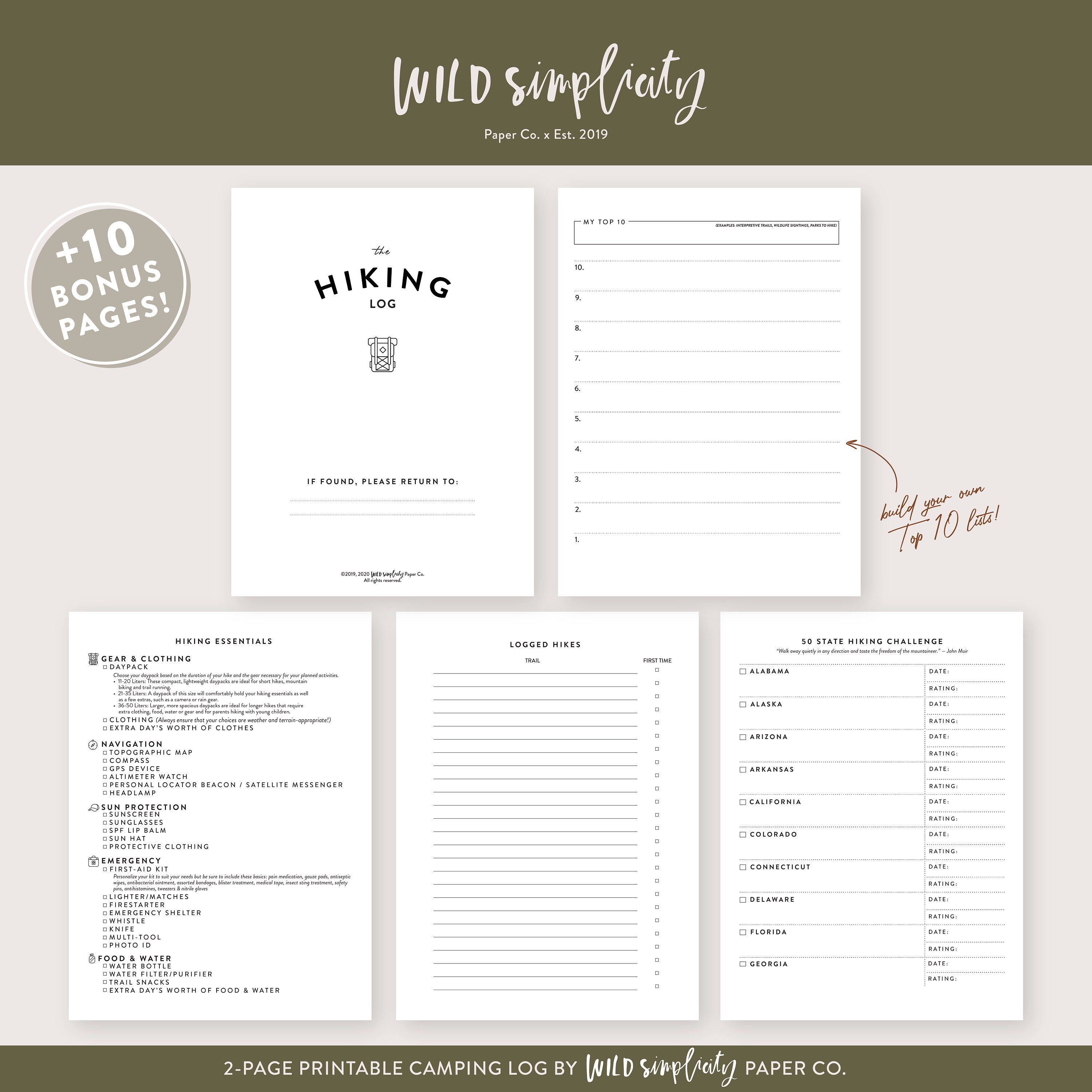 Hiking Trail Log | Printable PDF | Travel Journal for Hikers ...