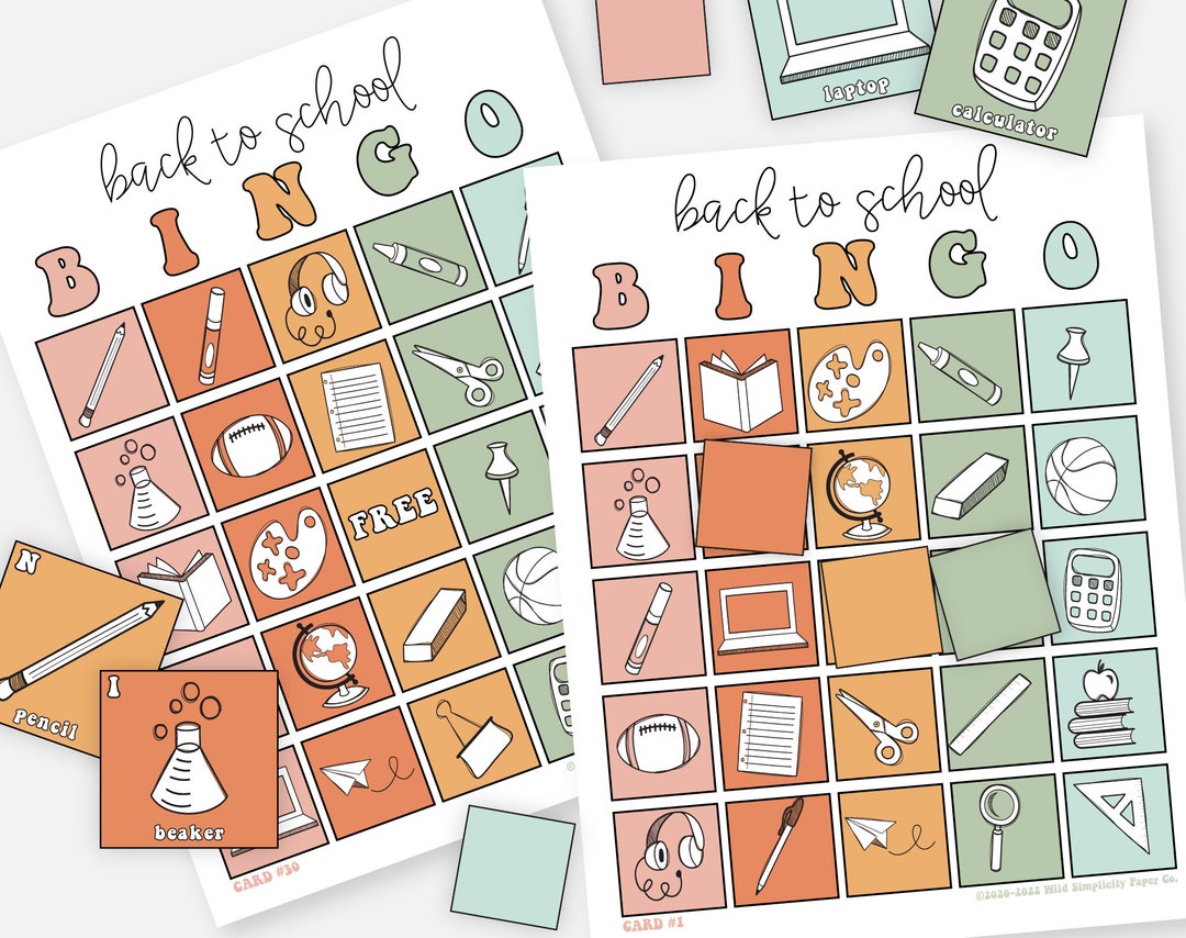 Back to School Bingo, Printable Bingo Game, Instant Download PDF ...