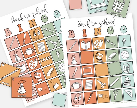 Back to School Bingo Printable Bingo Game Instant Download - Etsy
