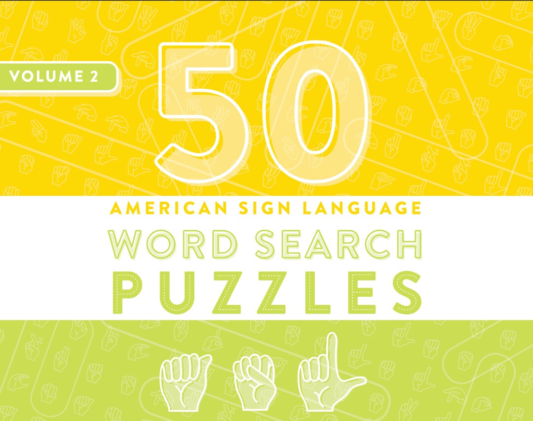 ASL Word Search Puzzles — Vol. 2, American Sign Language Printable ...