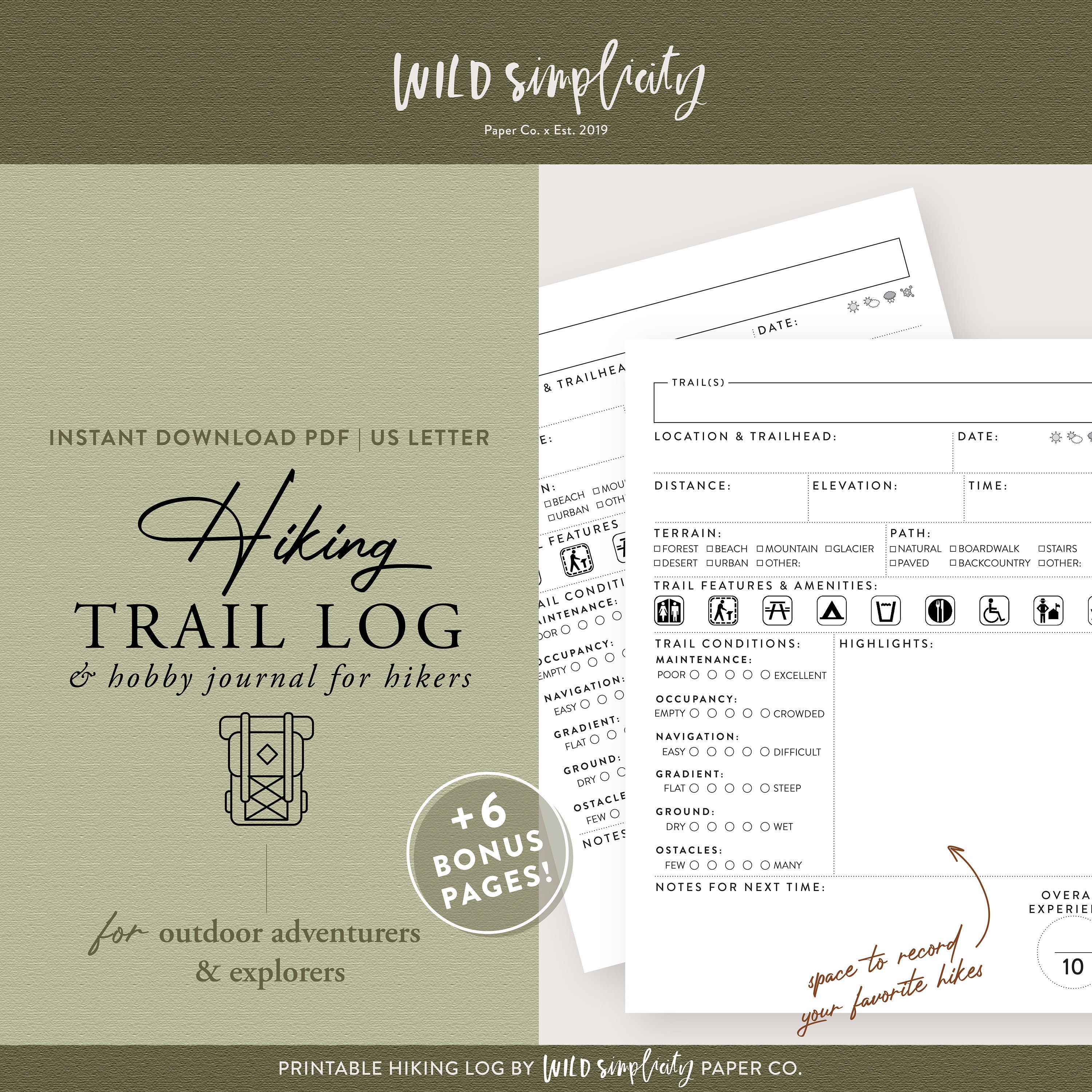 Hiking Trail Log Printable PDF Travel Journal for Hikers & - Etsy UK