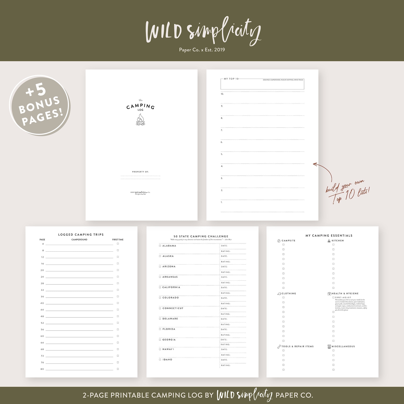 Campground Logbook & RV Travel Journal | Camping Log | Printable PDF ...