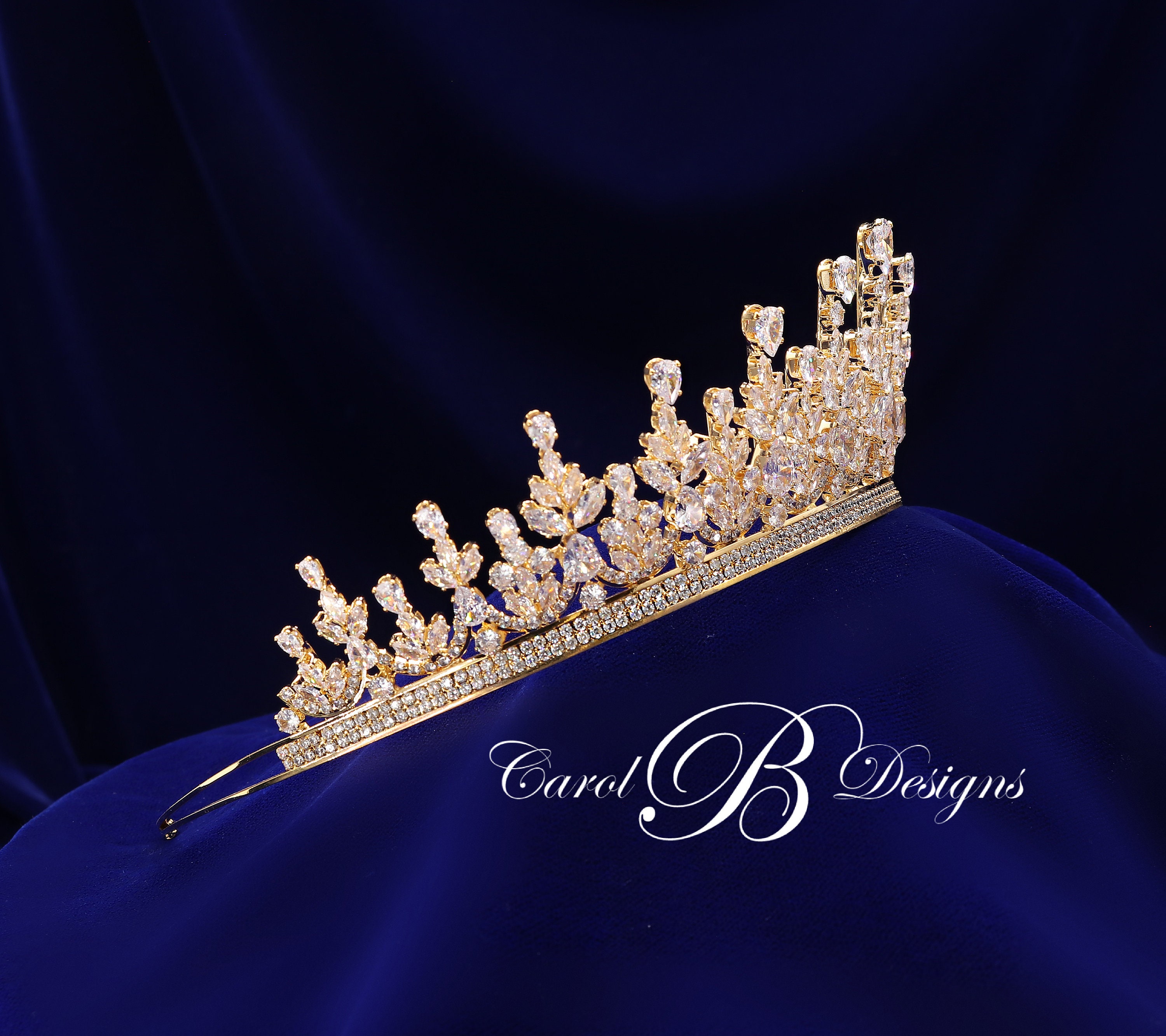 Bridal Tiara, REBECCA Gold Wedding Crown - Etsy