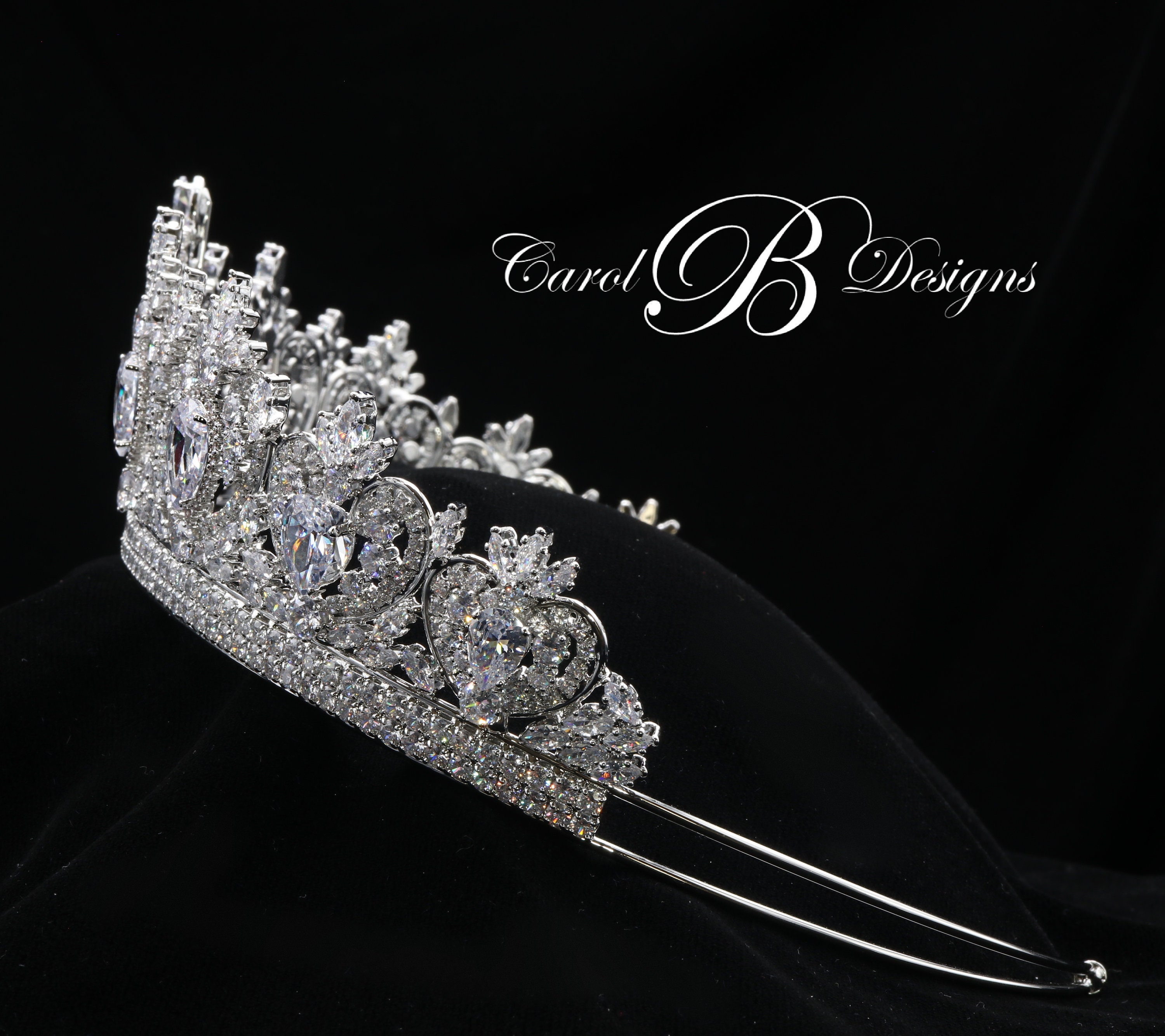 Silver Bridal Tiara, Wedding Tiara, TETONIA II Bridal Crown, Crystal ...