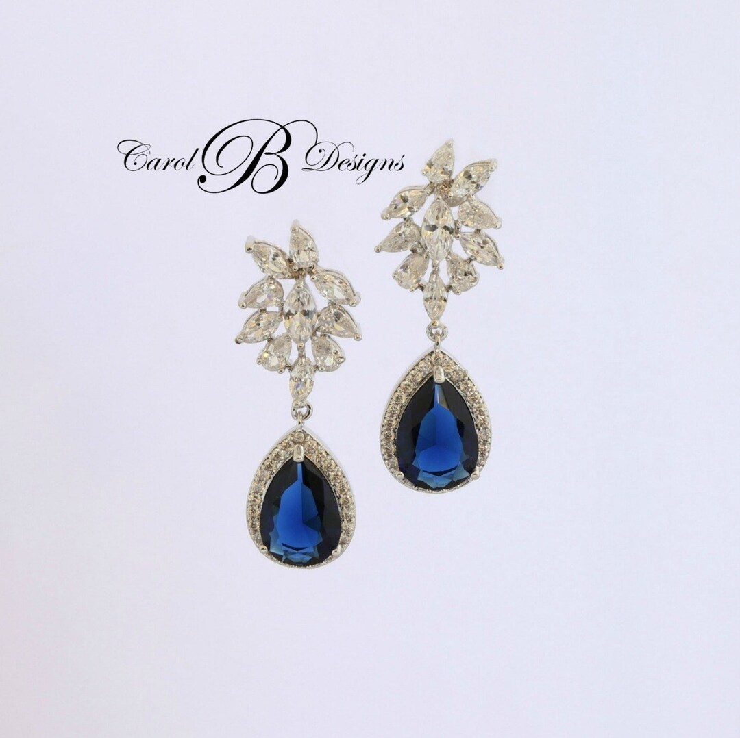 Crystal Blue Earrings, Mother of the Bride Earrings, Wedding Earrings ...