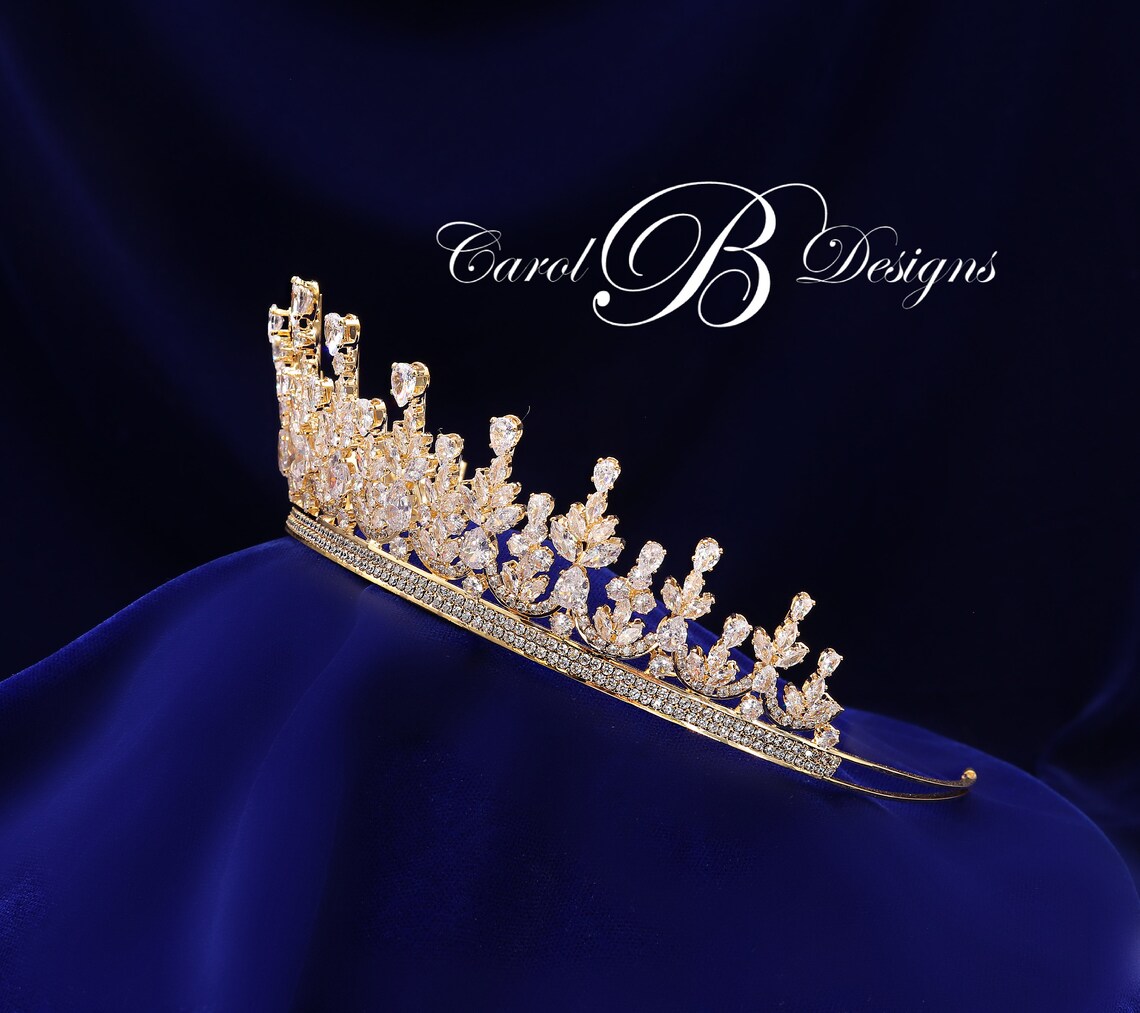 Bridal Tiara, REBECCA Gold Wedding Crown - Etsy