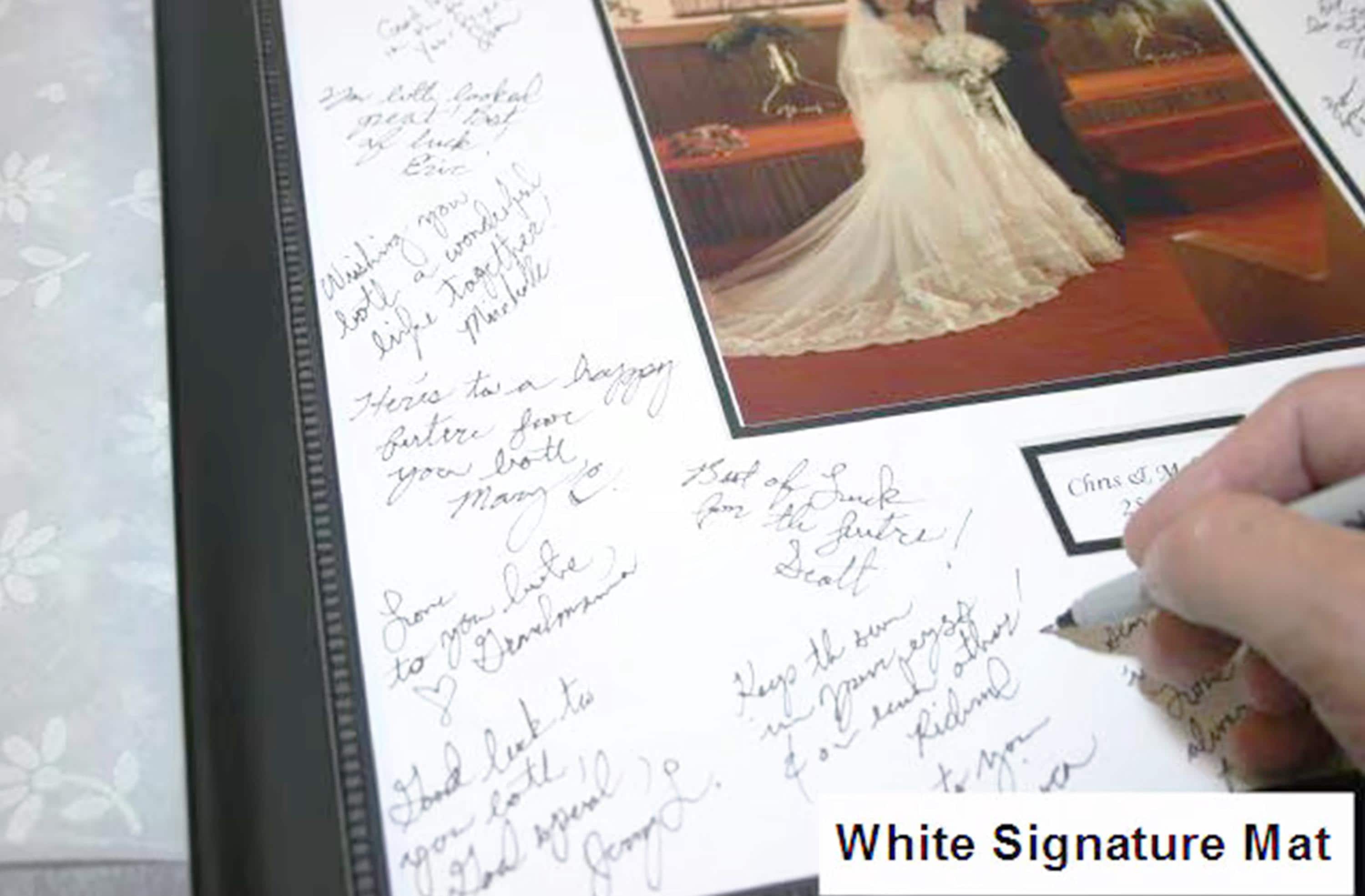 24x30 Signature Mat WITH Frame. Silver, Gold, White and Black ...