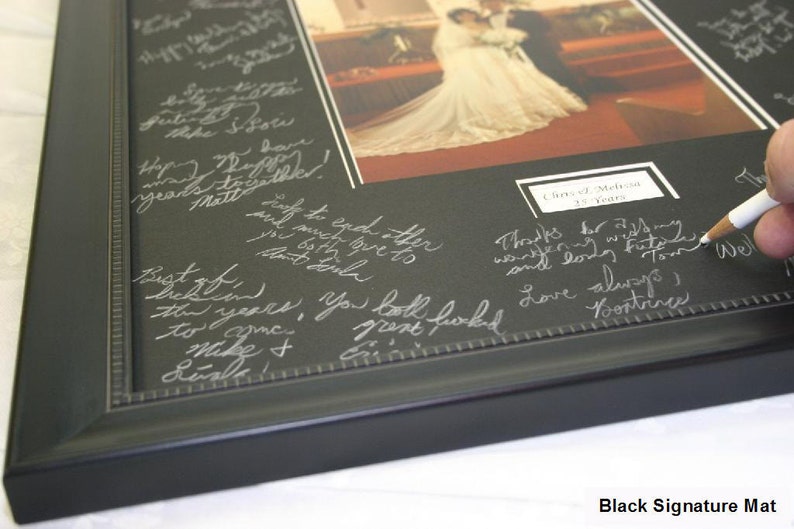 24x30 Signature Mat WITH Frame. Silver, Gold, White and Black ...
