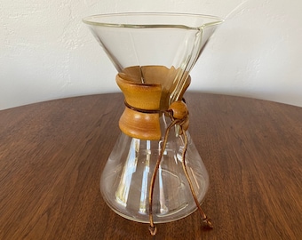 Mid Century Pour Over Coffee Maker by Chemex With Pyrex Glass, Wood ...