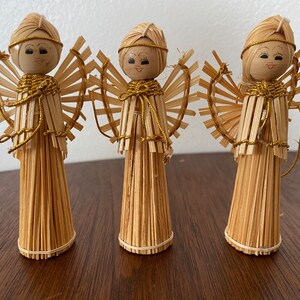 Vintage Wicker Straw Rattan Angel Christmas Ornament Sets - Etsy