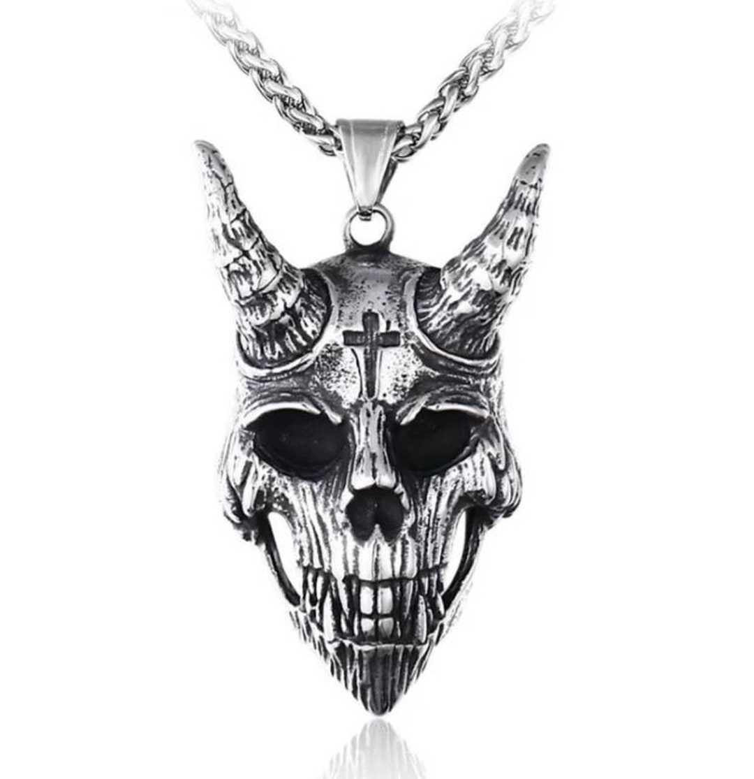 Large Baphomet Satanic Devil, GOAT, Skull Pendant Necklace Dark Themes ...