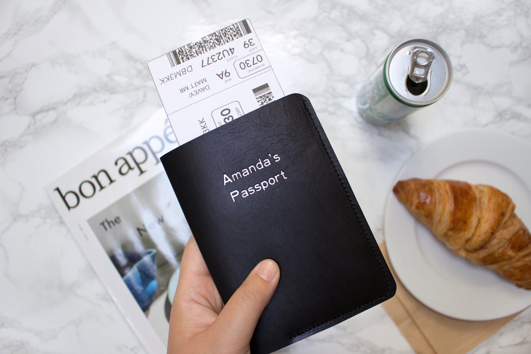 Monogram Leather Passport Holder, Custom Passport Cover, Personalized ...