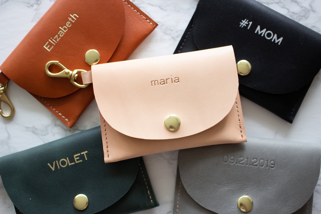 Personalized Leather Card Holder – Keychain Wallet, Veg Tan - Etsy