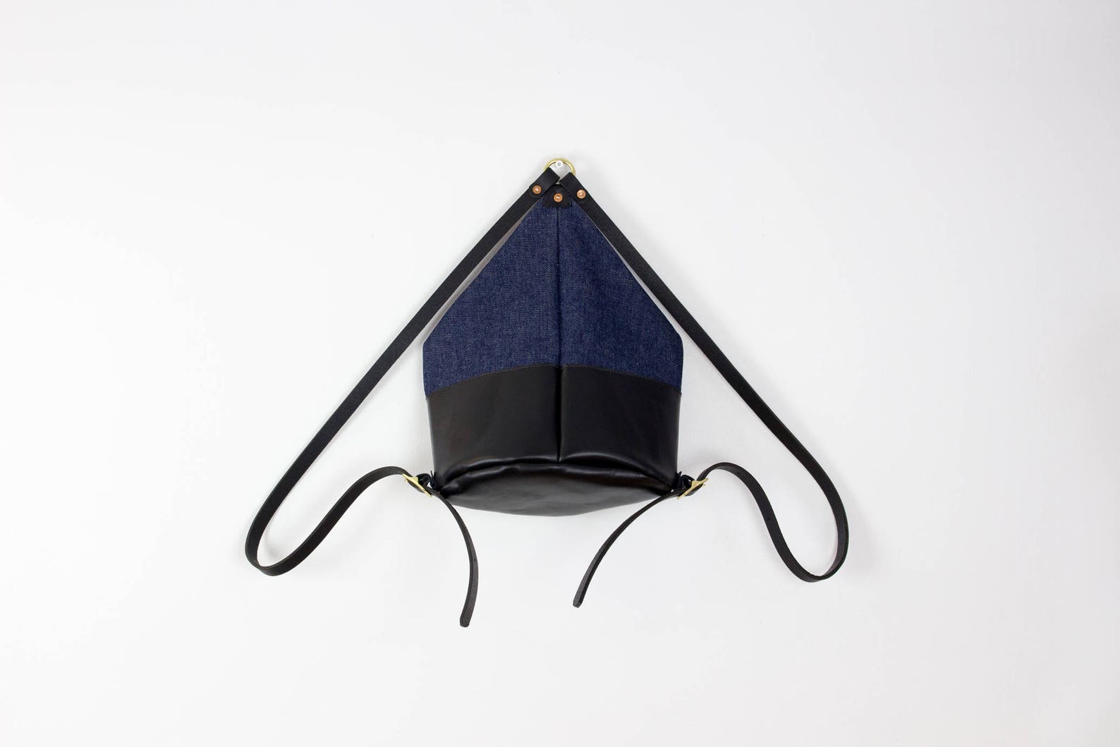 Leather Backpack Dark Denim and Forest Green Leather Mini - Etsy