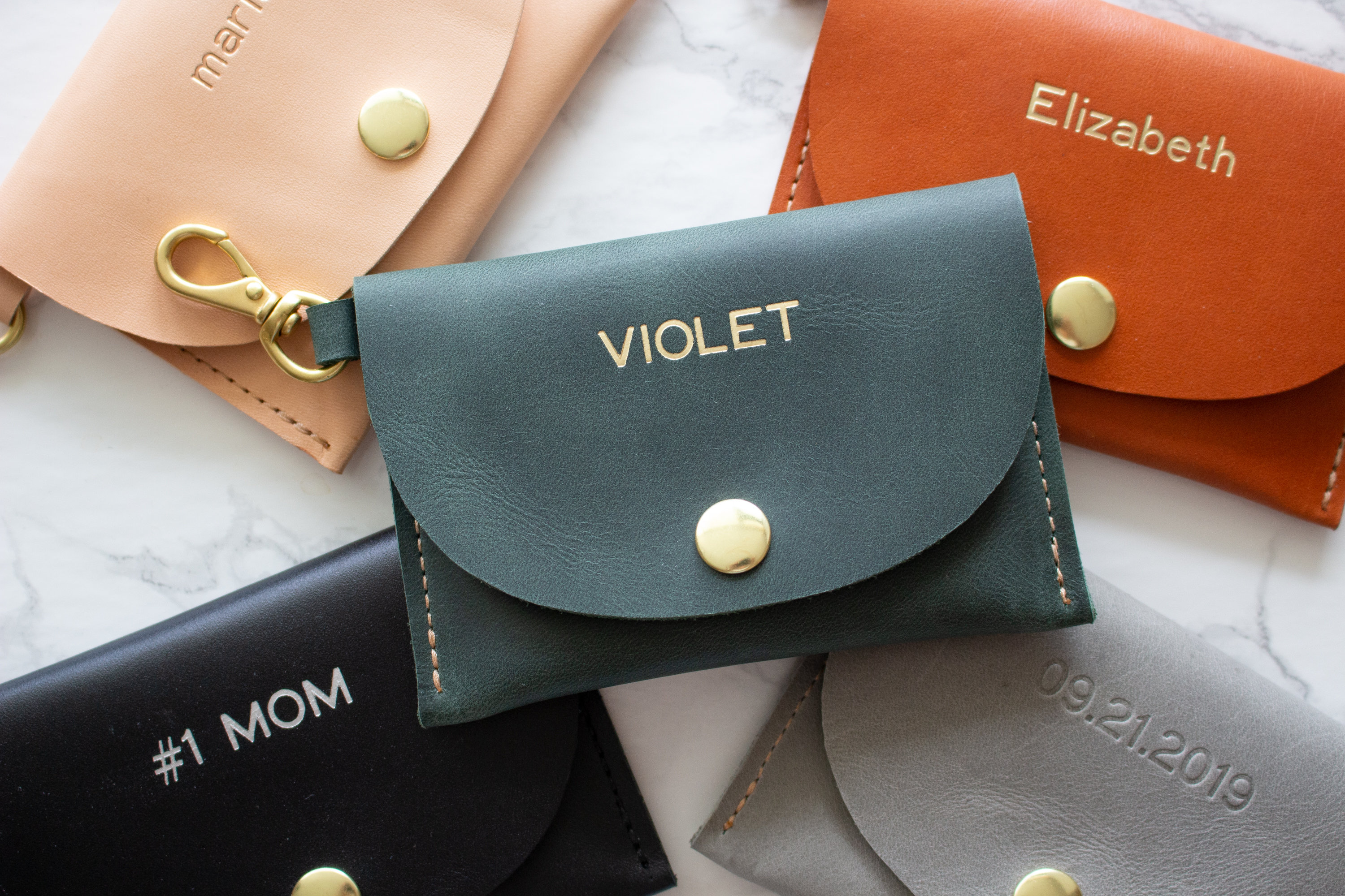 Monogram Leather Keychain Wallet Custom Mom Wallet | Etsy