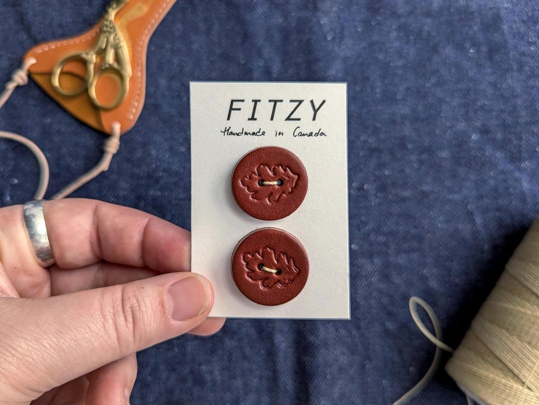 Handmade Veg Tan Leather Leaf Buttons: 24mm, 2-pack - Etsy