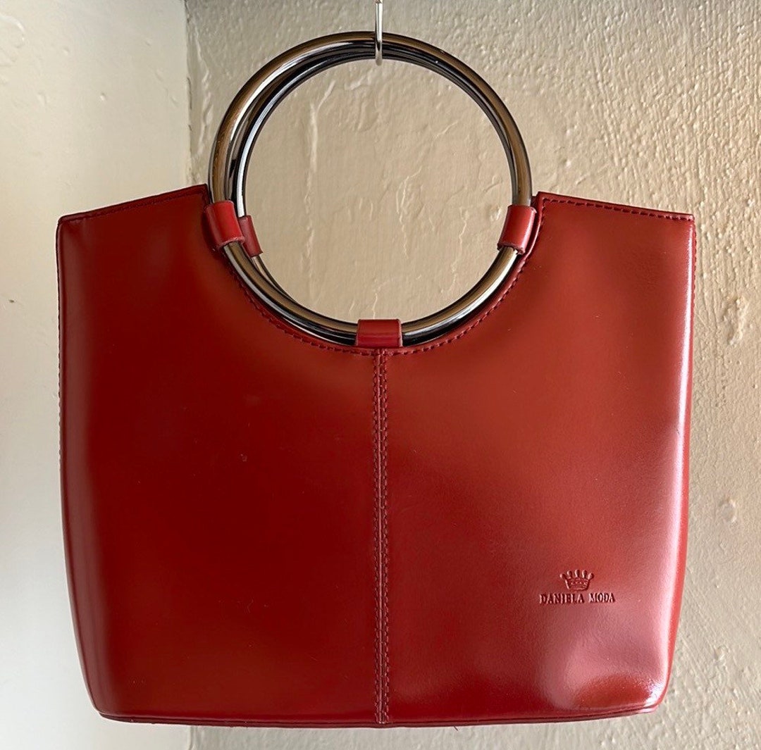 Daniela Moda Vintage Geniune Leather Red Handbag - Etsy