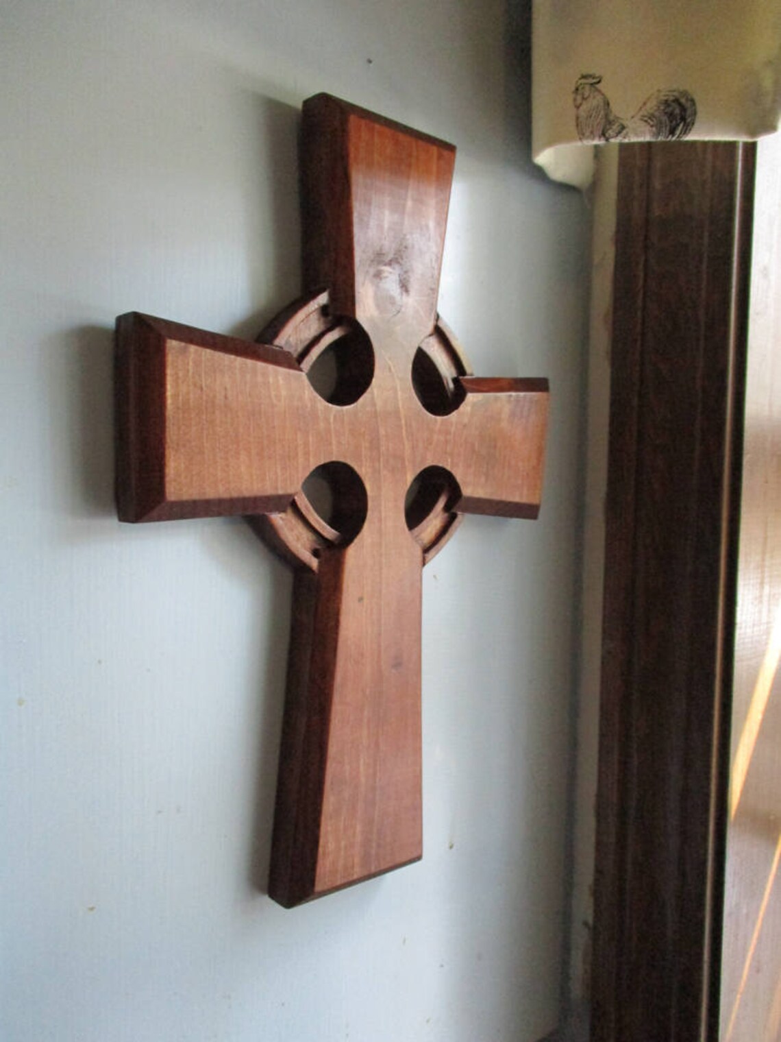 Natural Wood Grain Stained Celtic Cross Wall Hanging Irish | Etsy