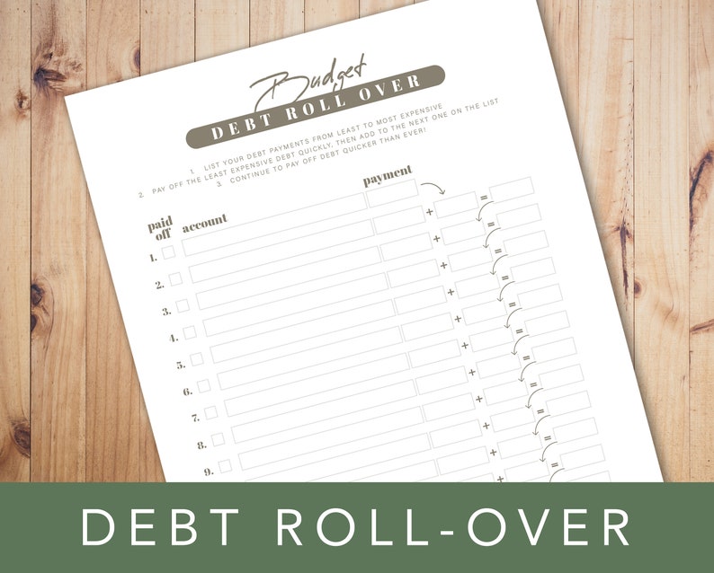 Debt Payoff Roll-over Tracker Printable, Digital Download, Finance ...