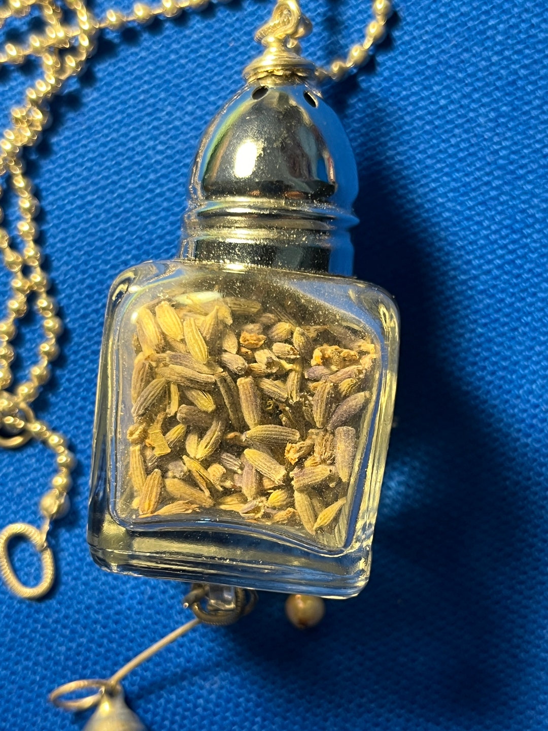 Vintage Estate Sale SQUARE SALT SHAKER Necklace 60, W Hanging Charms W ...