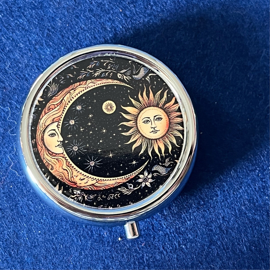 CELESTIAL METAL PILLBOX, Pill Box for Your Pocket or Purse, Pill ...