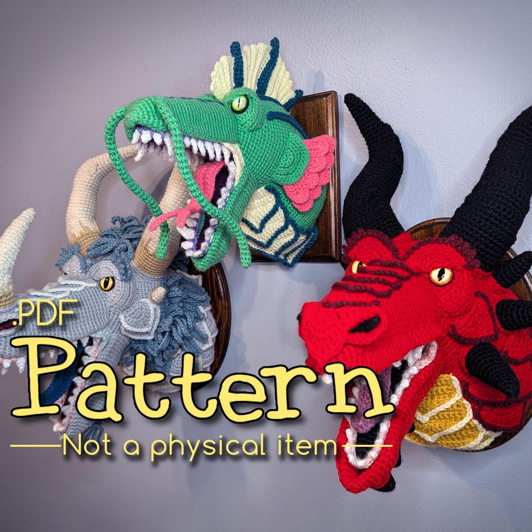 Dragon Head Wall Mount Crochet Amigurumi Pattern - Etsy
