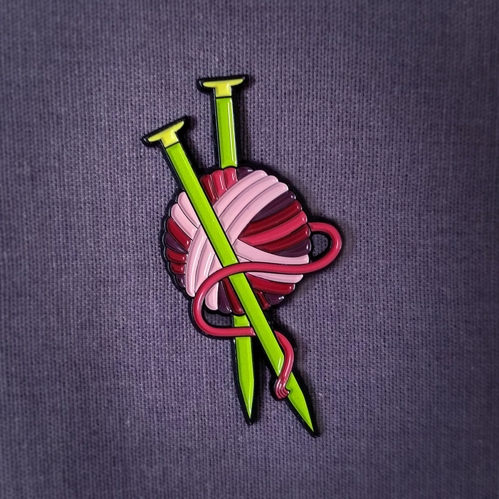 Knitting Needles and Yarn Enamel Pin - Etsy