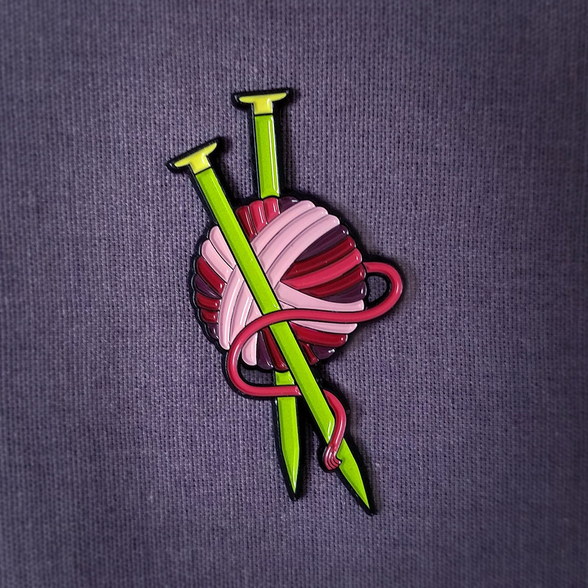 Knitting Needles and Yarn Enamel Pin | Etsy