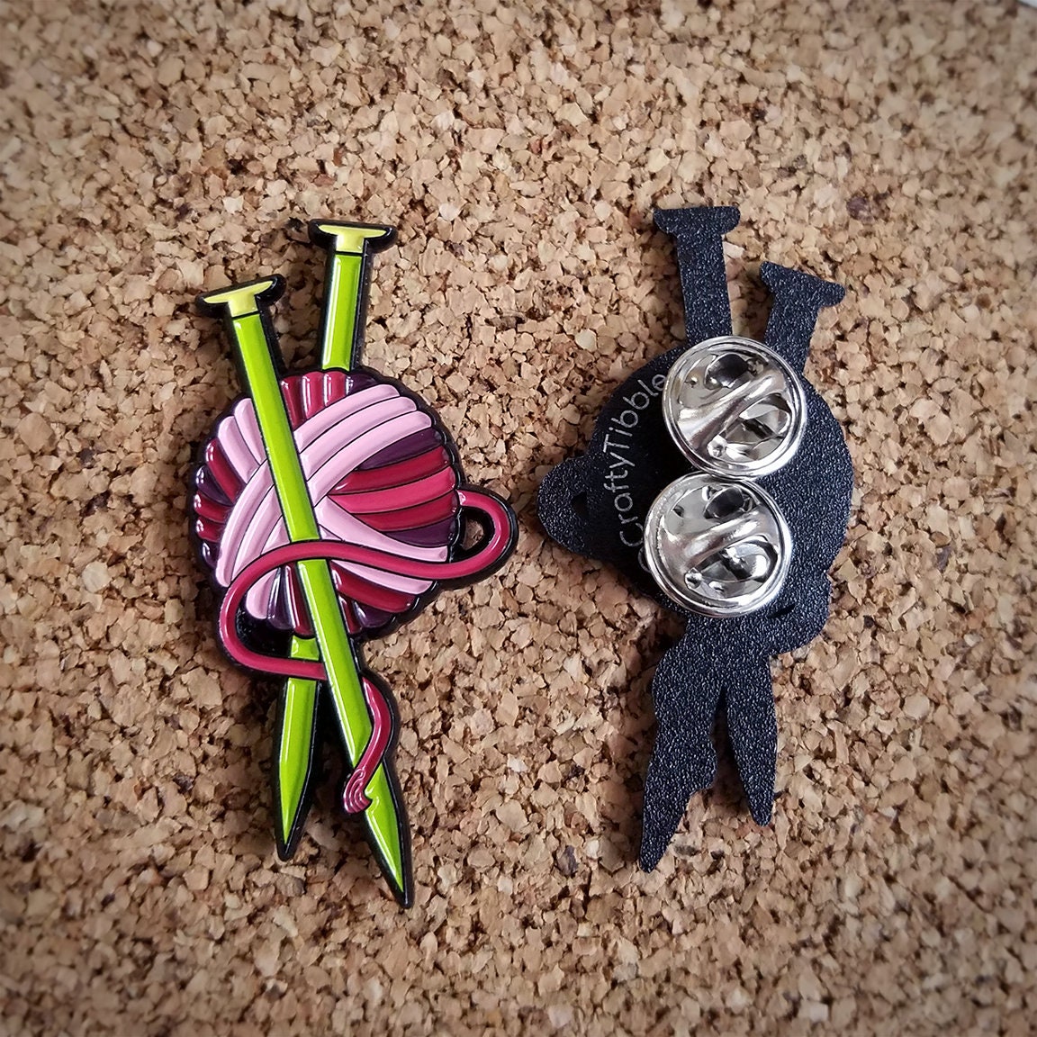 Knitting Needles and Yarn Enamel Pin | Etsy