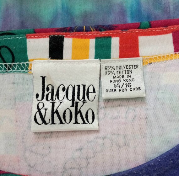 1980s 1990s Vintage Floral Maximalist Squiggles Color… - Gem