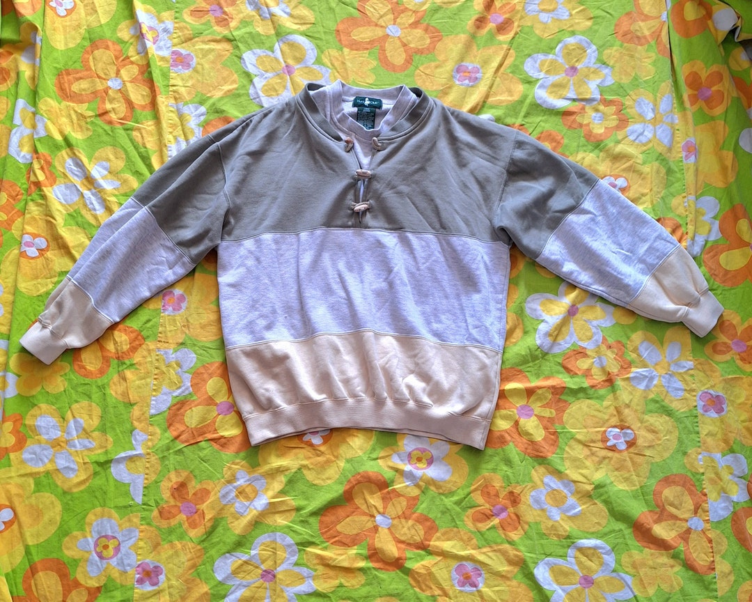 1990s Vintage Colorblock Layered Look Green Gray Yellow Hunt Club ...