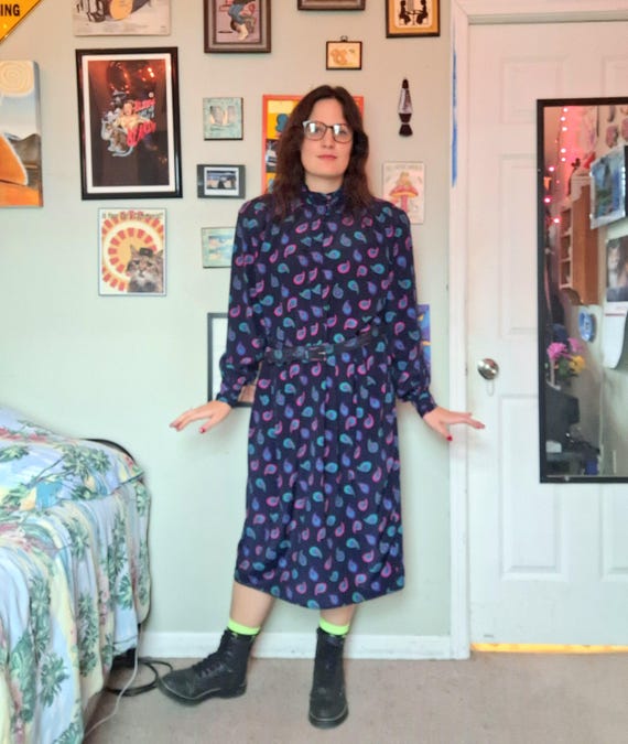 1970s 1980s Vintage Paisley Psychedelic Day Glo Boho … - Gem