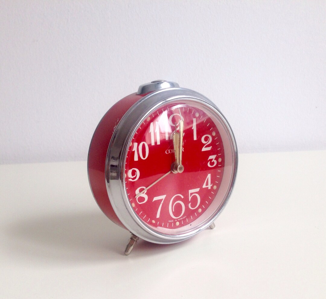 Vintage BLUE ALARM CLOCK -winding Alarm Clock- Turquoise Alarm Clock ...