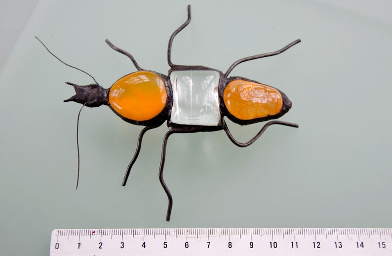 BIG Stained Glass Bug Home Decor Orange White Black - Etsy