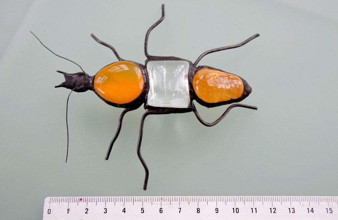 BIG Stained Glass Bug Home Decor Orange White Black - Etsy