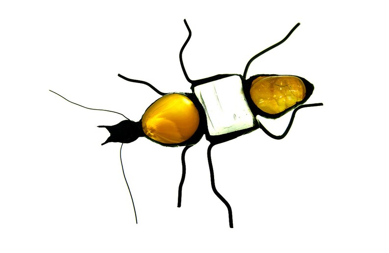 BIG Stained Glass Bug Home Decor Orange White Black - Etsy