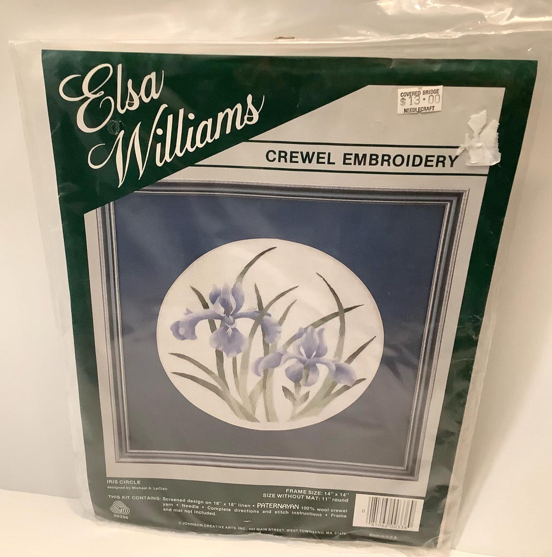 Iris Circle Elsa Williams Crewel Embroidery Kit 11 Round Kit 00336 ...