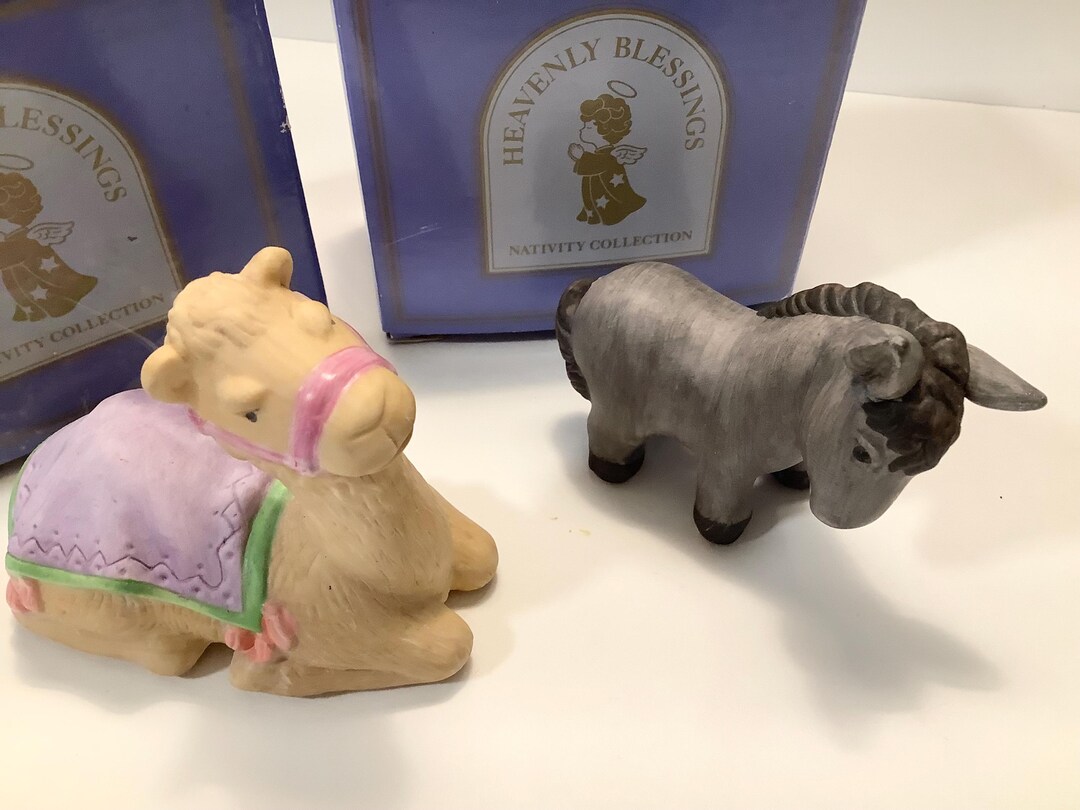Avon Heavenly Blessings Nativity Animal Figurines Camel and Donkey Mint ...