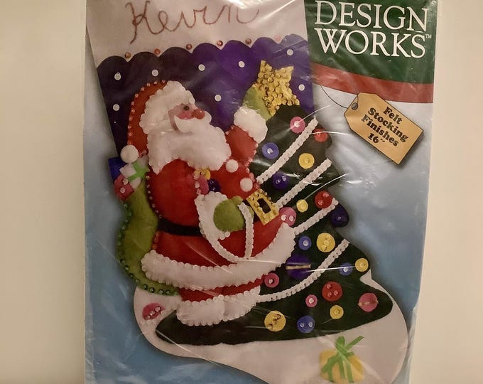Design Works - Felt Stocking Kit #5021 - Santa and Christmas Tree - New ...
