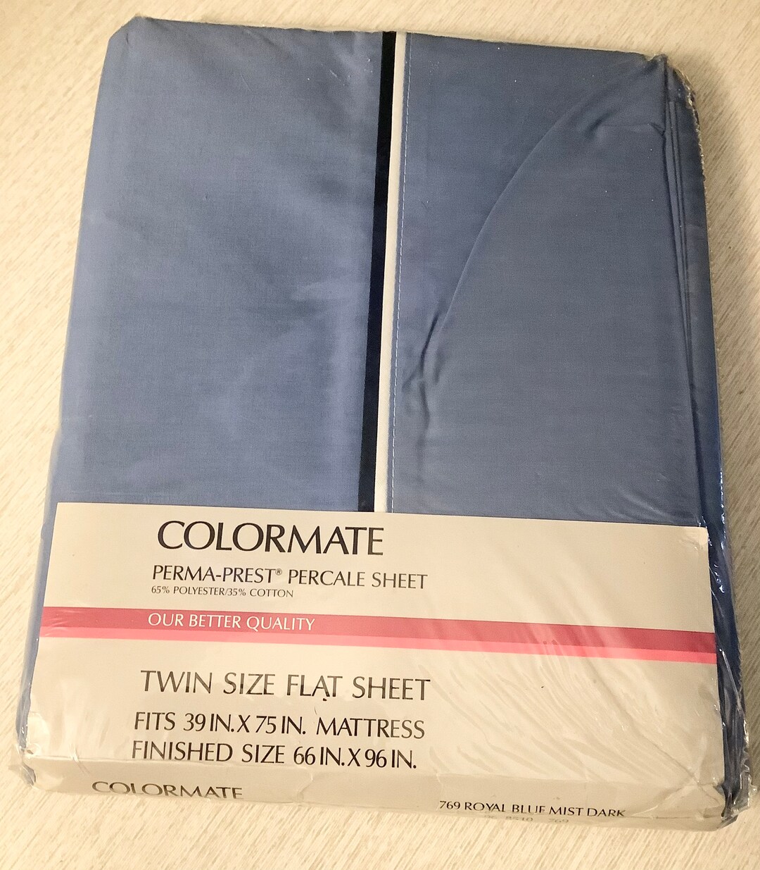 Colormate Twin Size Flat Sheet - Royal Blue Mist - Vintage Sears and ...