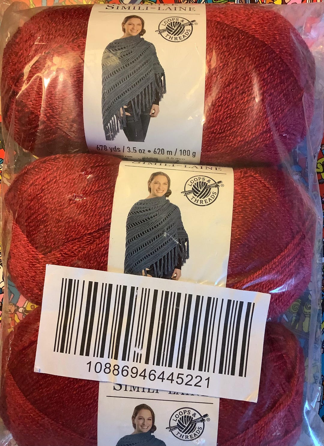 Loops & Threads Woolike Simili-laine Red #13 Yarn - 3 Skeins - 3.5 Oz ...
