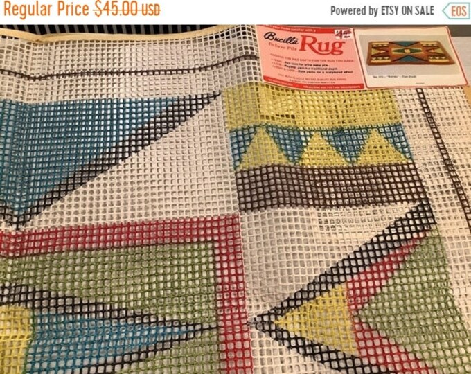 On Sale Bucilla Rug Canvas navajo Latch Hook Rug Canvas 24 X 36 Vintage ...