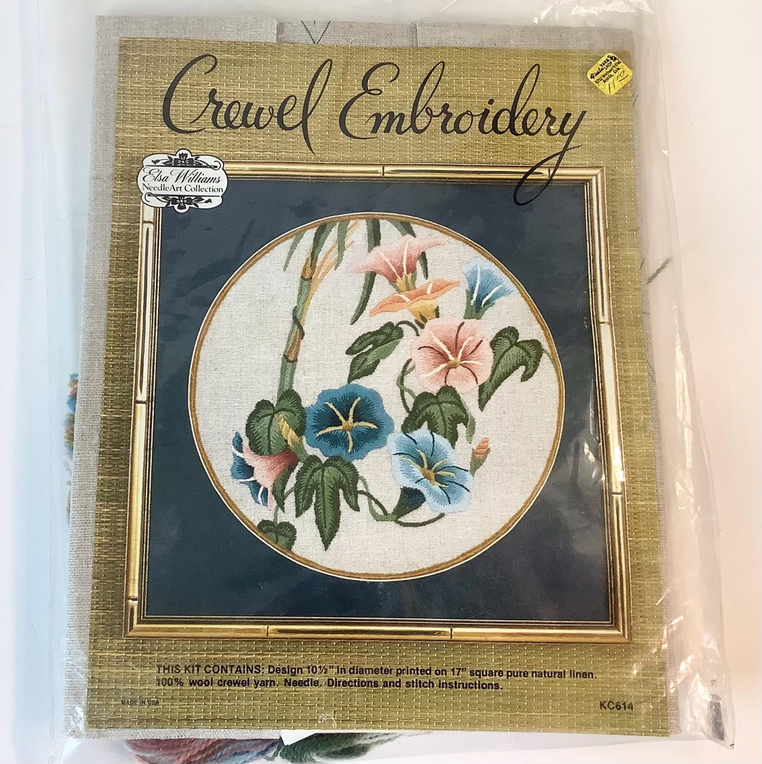 Elsa Williams - Crewel Embroidery Kit - Morning Glory Flowers, Elsa ...