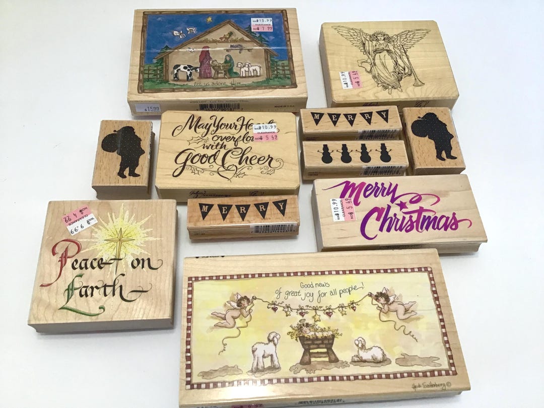 Lot of 11 Religious Christmas Rubber Stamps - Unused - Stamps Happen ...