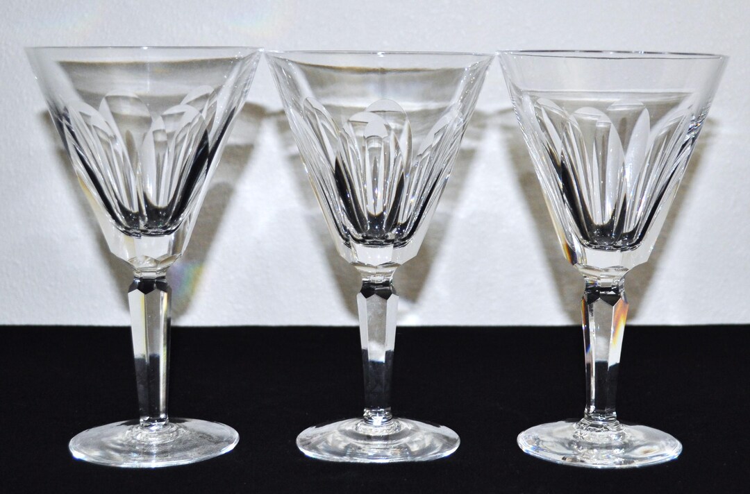 3 Waterford Crystal Ireland SHEILA Cut Water Wine Glasses Goblets 7" - Etsy