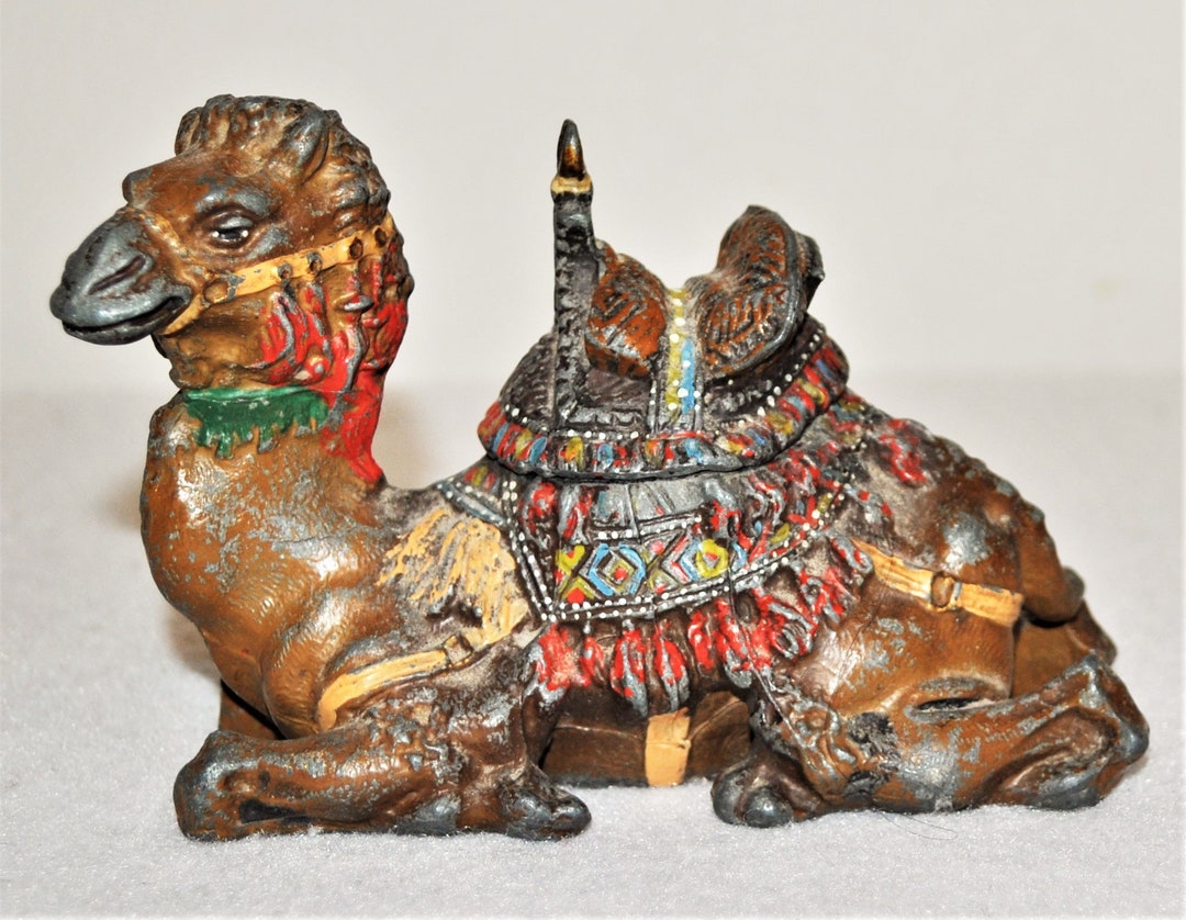 Antique 1900s Cast Metal Anglo-indian Style Sculptural Camel Inkwell ...