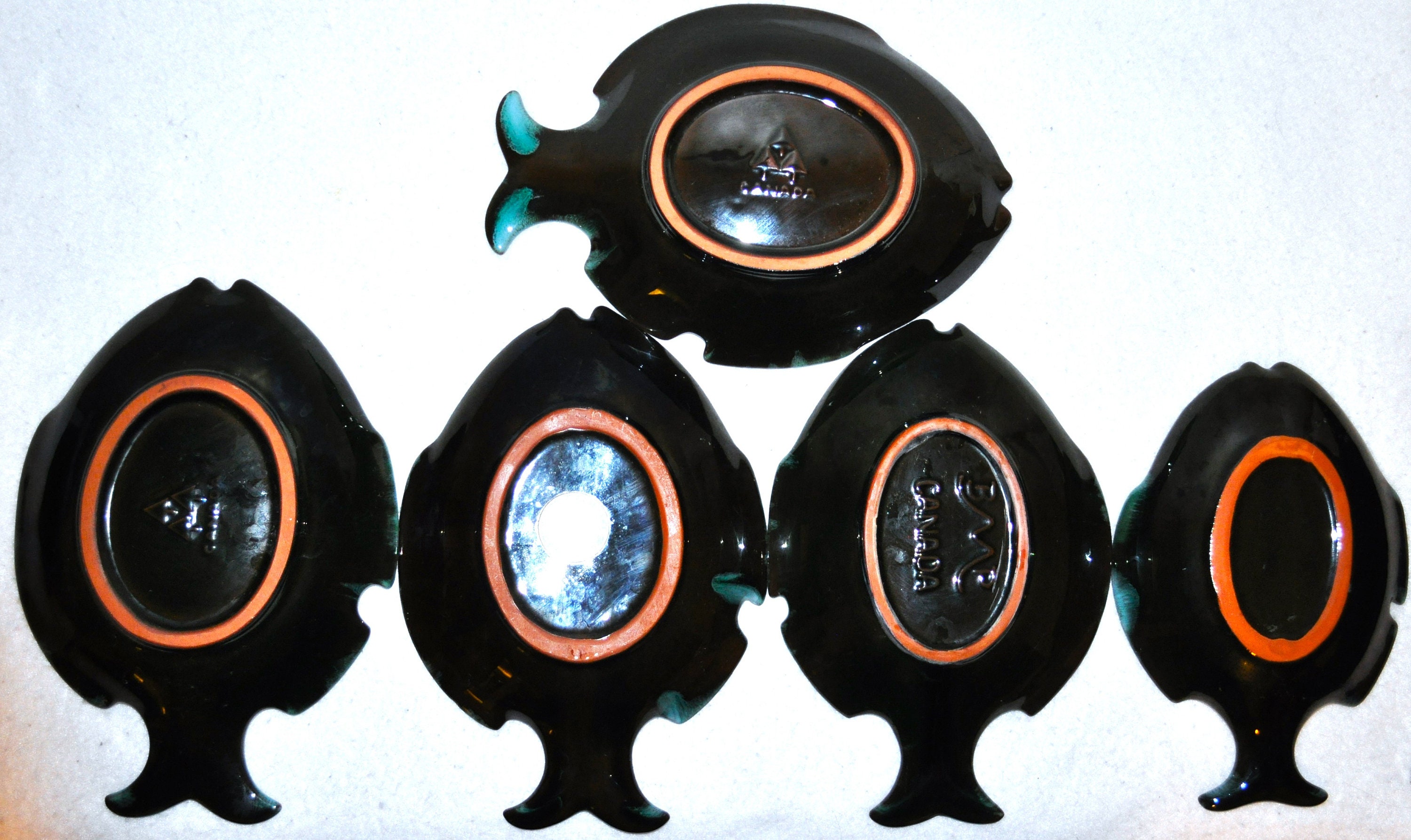 5 Blue Mountain Pottery BMP Drip Glaze Graduating Fish Dish Plate ...