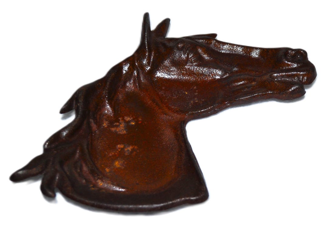 Vintage Cast Iron Horse Head Western Trinket Dish Ranch Ashtray Art ...