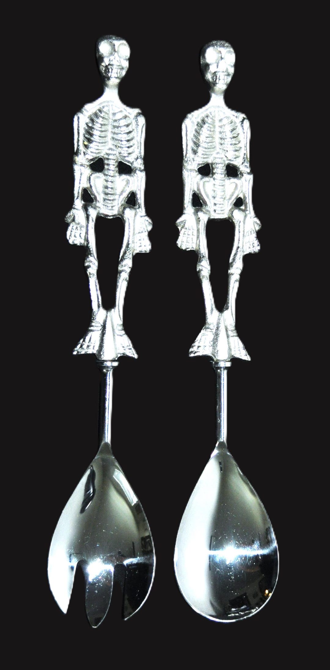 Pottery Barn Skeleton Bones Salad Server Halloween Party Metal Serving ...